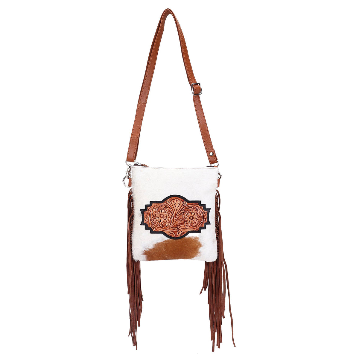 SB-1104A Leather Cowhide Western Hand Tooled Women's Crossbody Purse B ...
