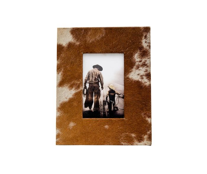 S-6861 Ploti Photo Frame Cowhide Red Brown & White – Backroads Home & Gift
